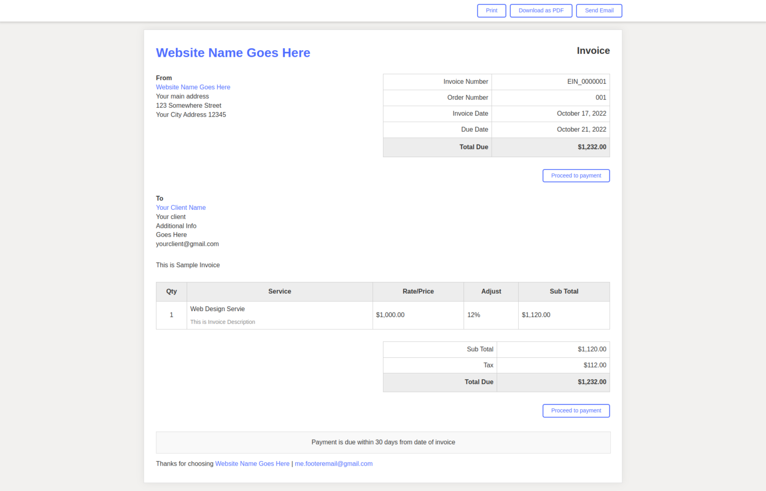 Invoice Preview - MatrixAddons